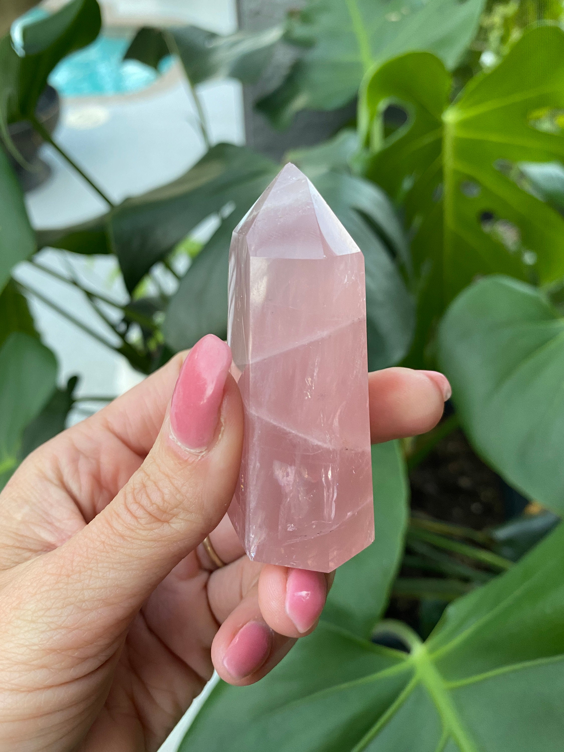 Rose quartz tower pink quartz tower crystal tower big rose | Etsy
