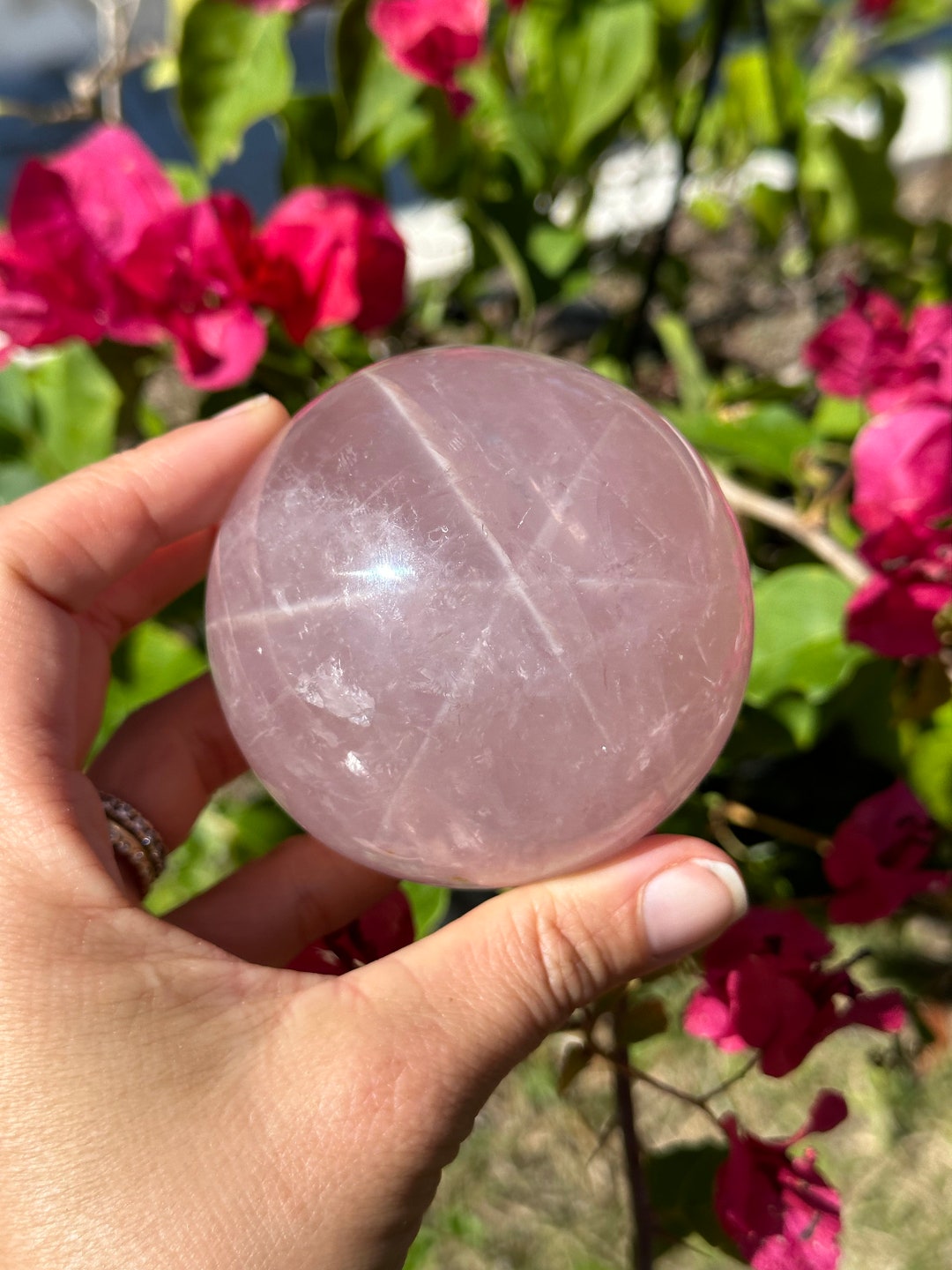 Star Rose Quartz Sphere, Crystal Sphere, Rose Quartz Sphere - Etsy
