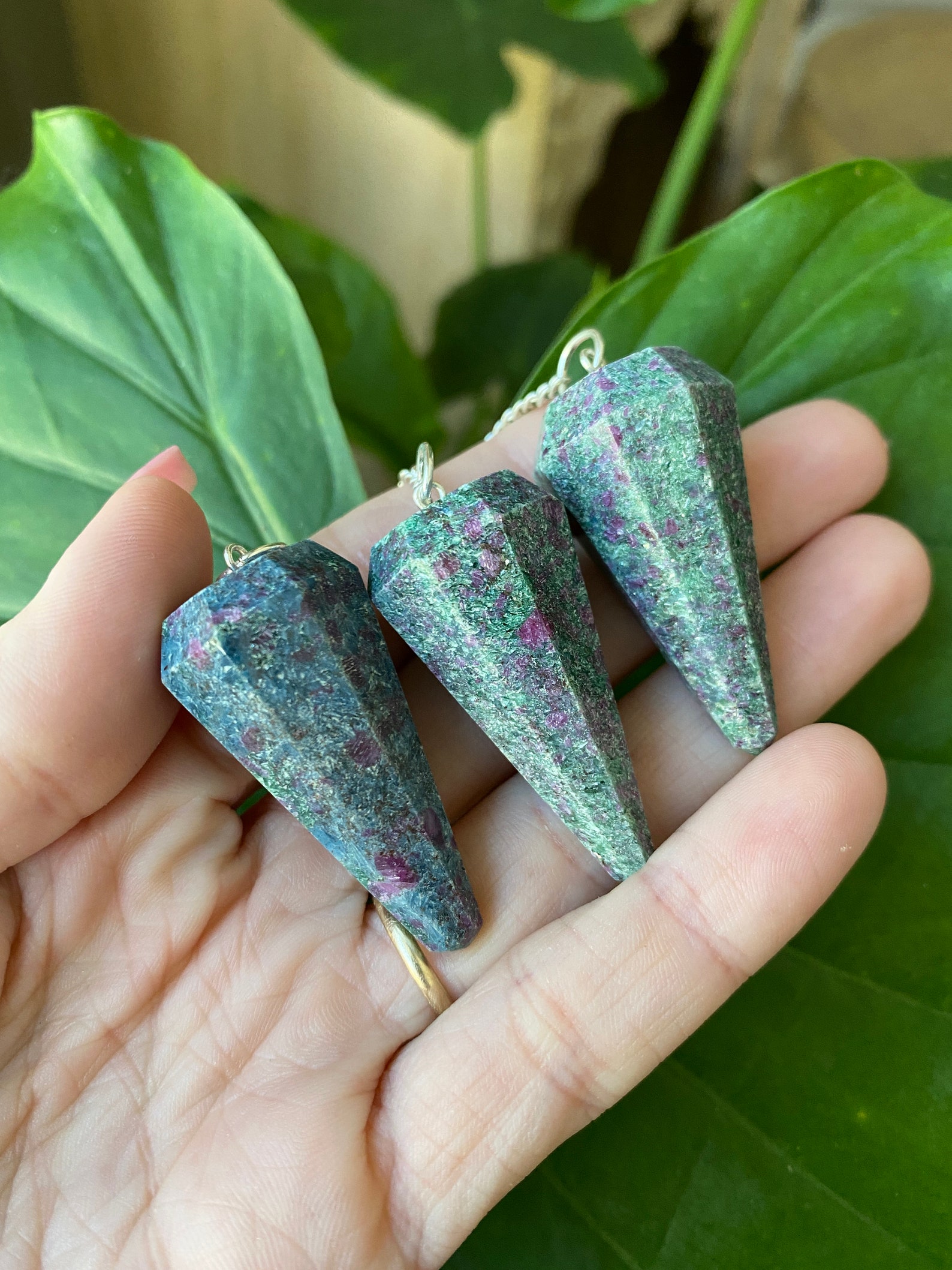 One ruby in kyanite and fucshite pendulum crystal pendulum | Etsy