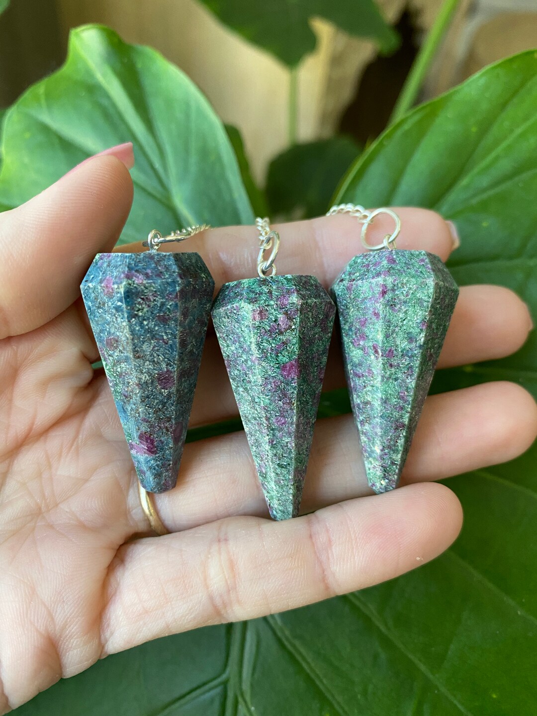 One Ruby in Kyanite and Fucshite Pendulum, Crystal Pendulum - Etsy