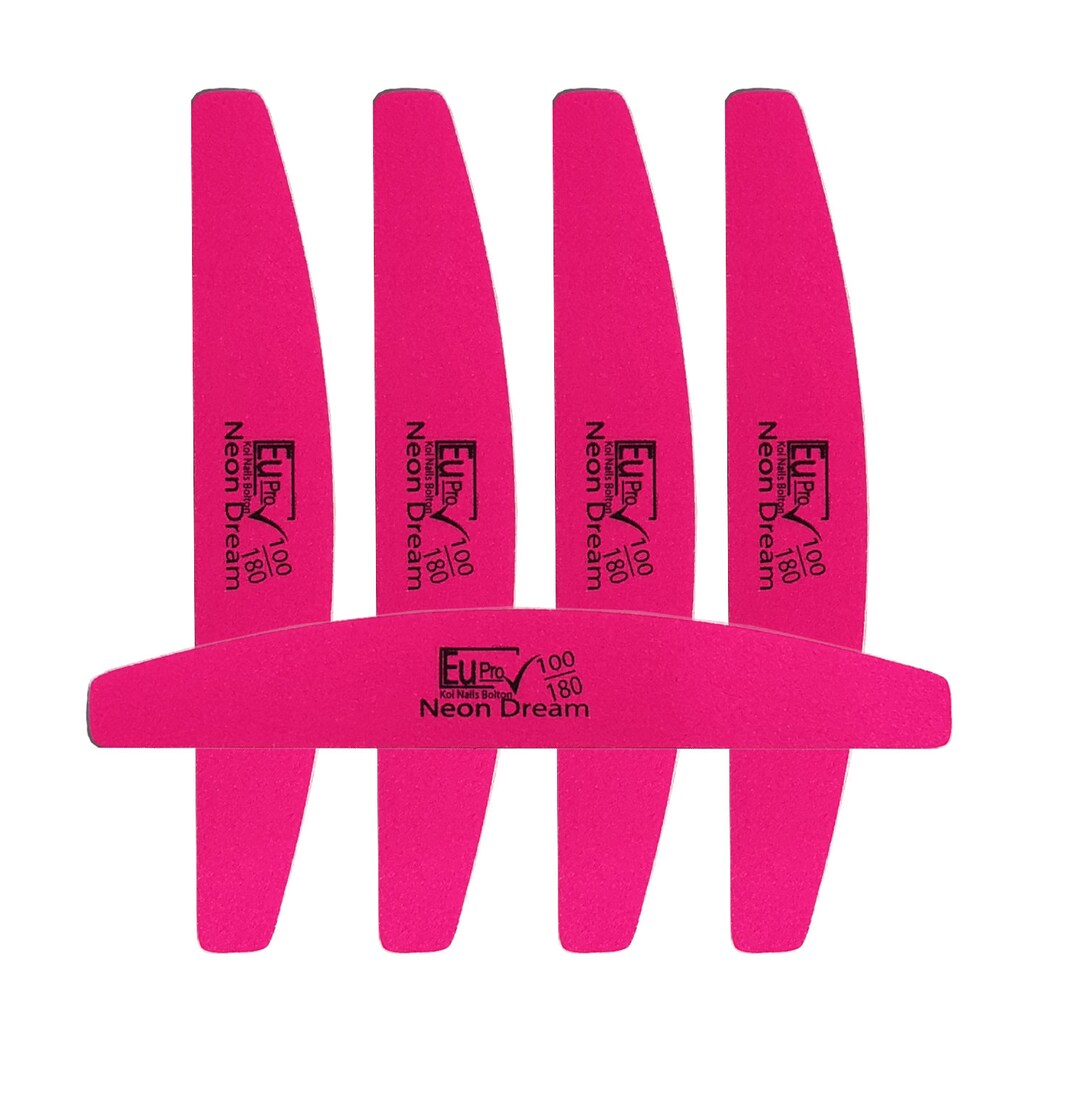 5 Neon Pink Nail Files 100 180 File for Great for Natural Nails ...