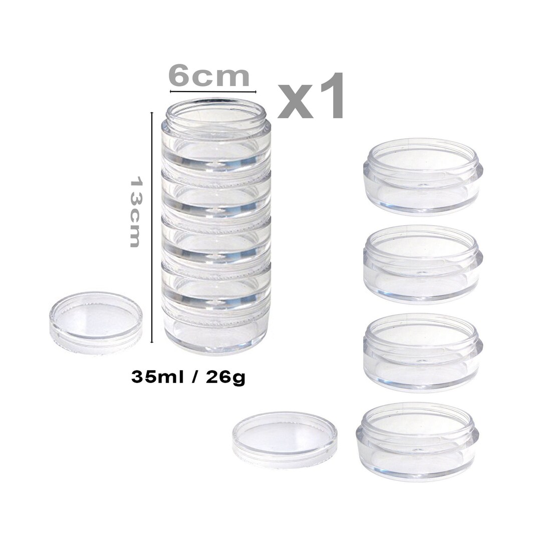 Stacking Jar Pot Clear Plastic Pots for Nail Art Craft, Spices Jars ...