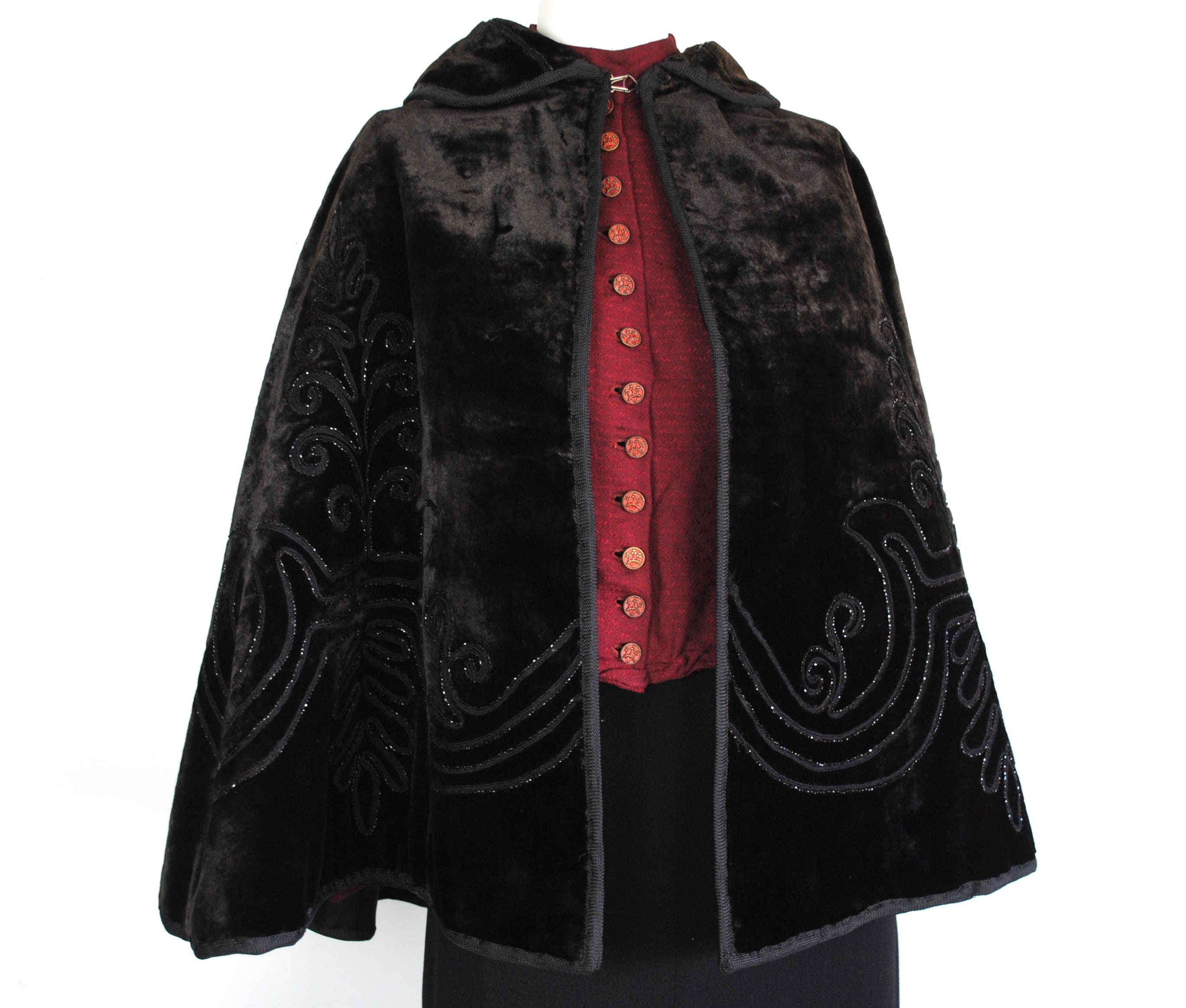 Victorian Velvet Cape Antique 1890s Victorian Black Velvet Cape Beaded ...