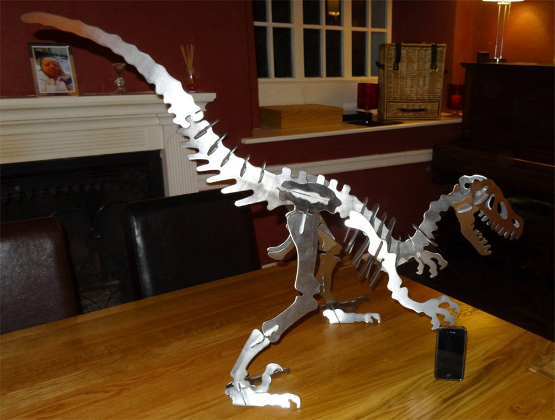 Metal Steel Velociraptor raptor Large Dinosaur Kit, Model, Ornament ...
