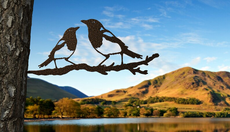 Magpie Metal Tree Art Metal Bird Garden Steel Rusty Silver - Etsy