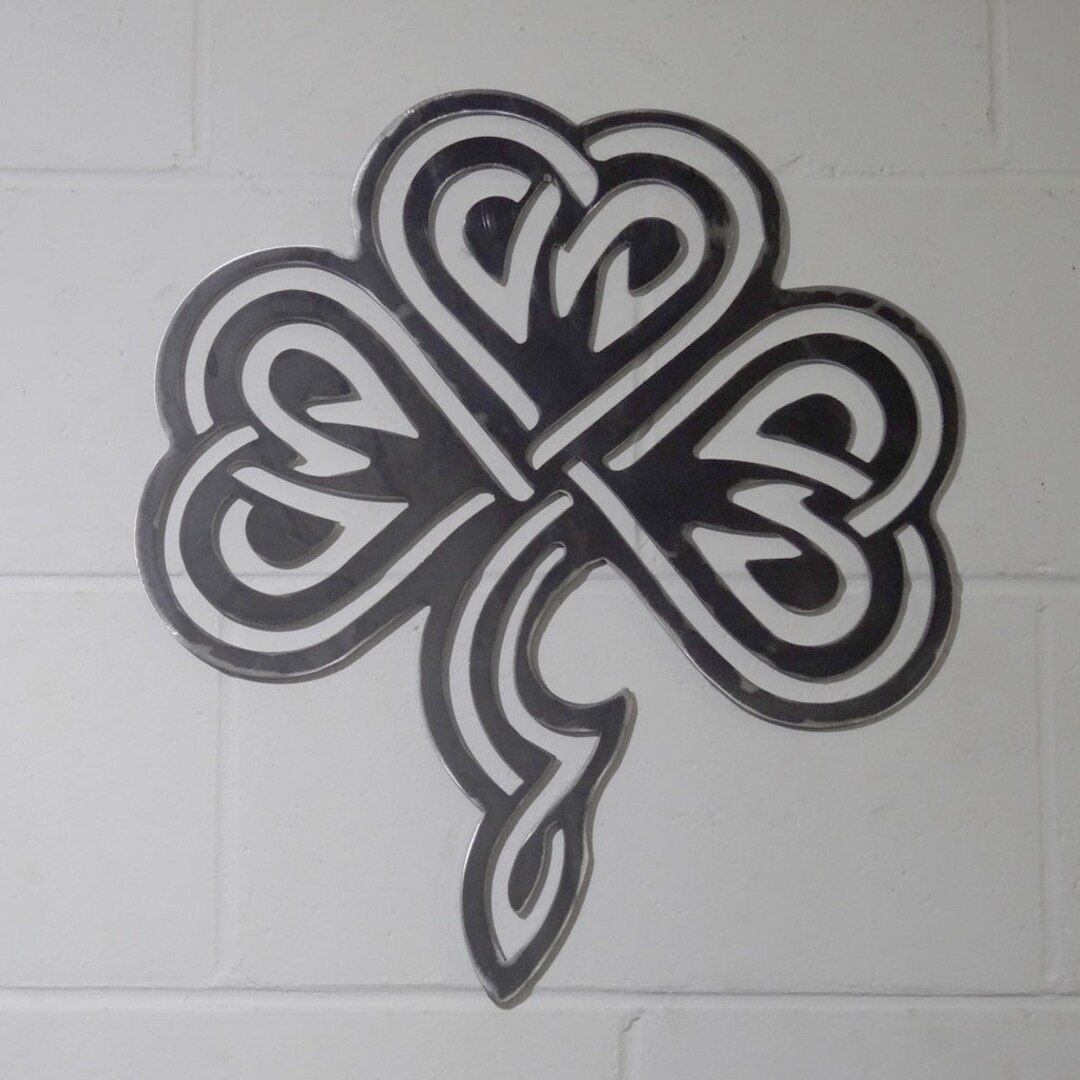 Ireland Celtic Clover Design Art Solid Steel Metal Hand Finished Raw ...
