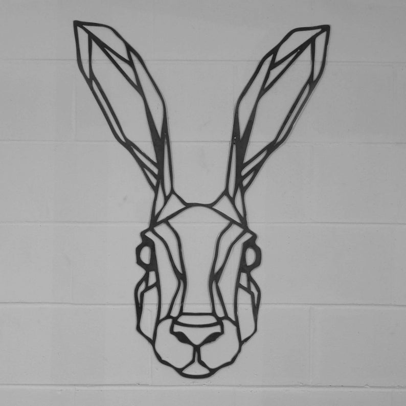 Geometric Modern Hare Rabbit Metal Steel Wall Art - Etsy UK