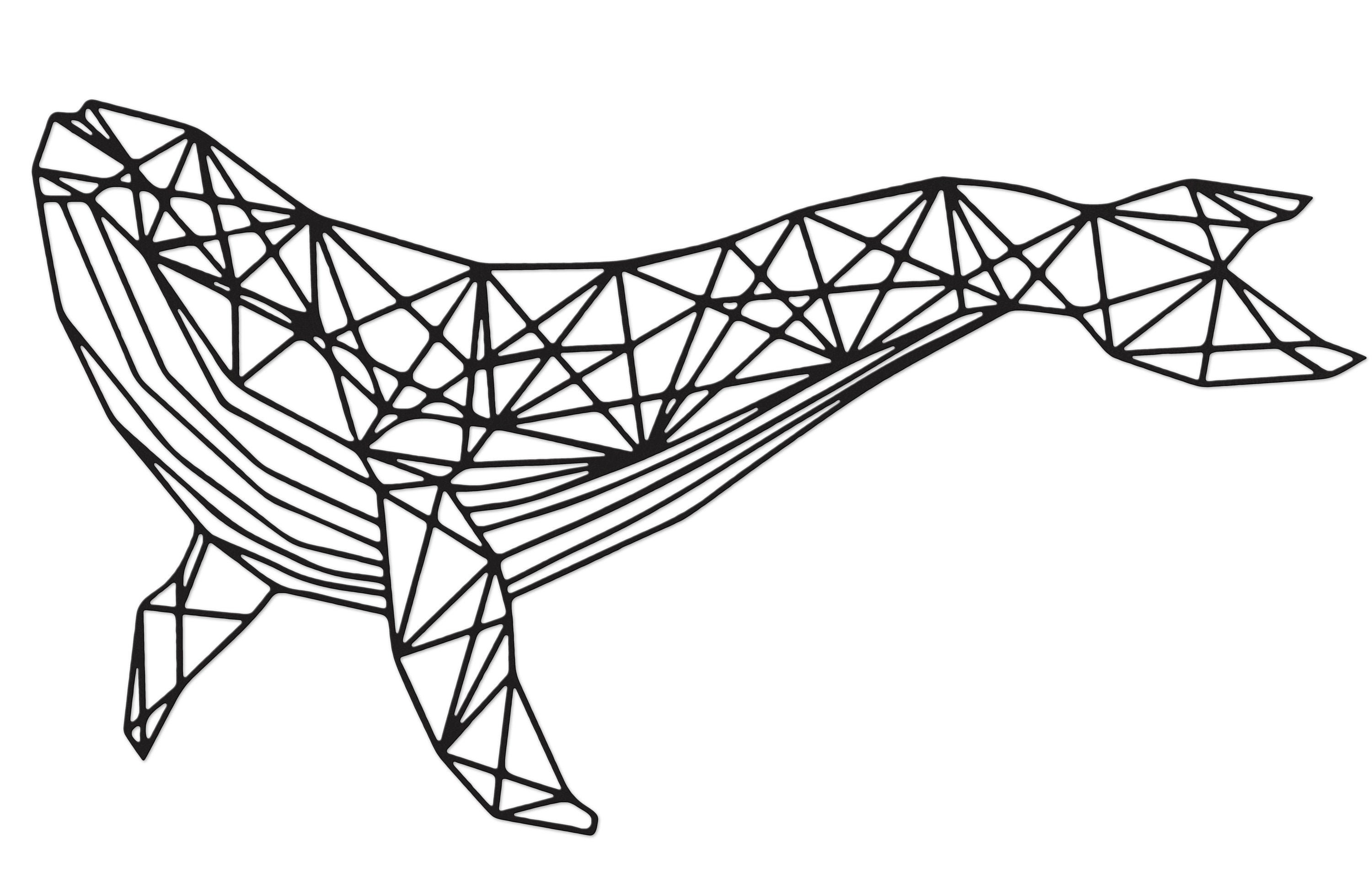 Geometric modern whale metal wall art decoration black | Etsy
