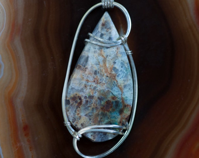 Prism Agate Pendant Sterling Silver Wire Wrapped Pendant - Etsy