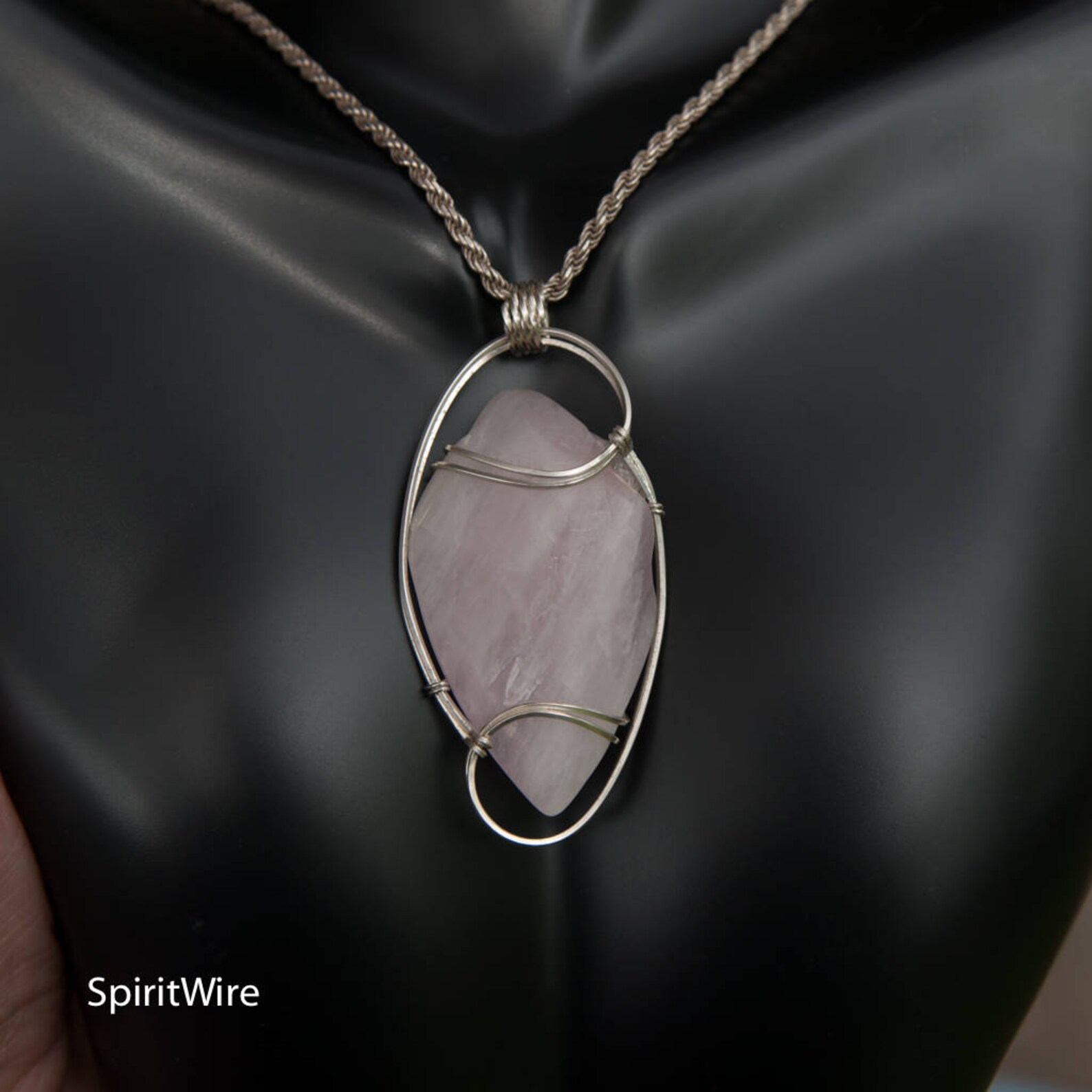 Glistening Pink Kunzite Crystal Pendant Sterling Silver Wire - Etsy