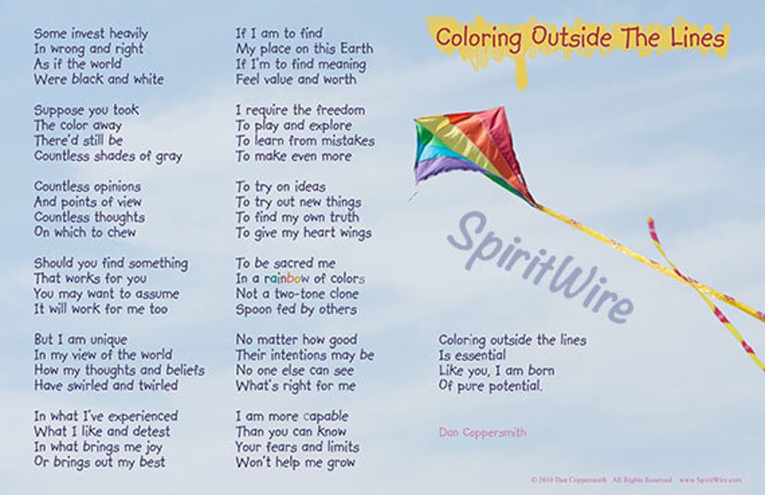 Coloring Outside the Lines Poem by Dan Coppersmith, Uplifting Poem ...