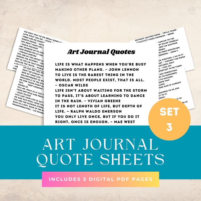 Art Journal Quotes Set 3 | Junk Journal Words | 5 Pages | Printable PDF ...