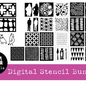 24 Stencil Bundle | Art Stencils | Digital Stencil | SVG | Vector File ...