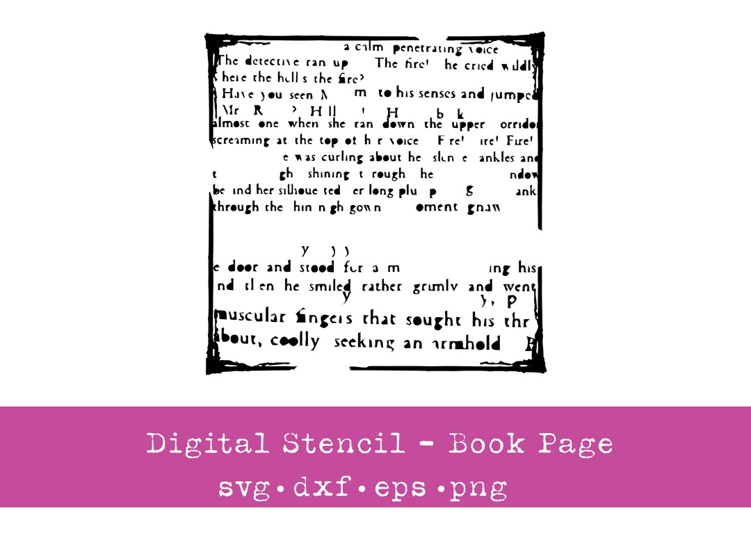 Book Page Print | Book Text | Digital Stencil | SVG | Vector File - Etsy