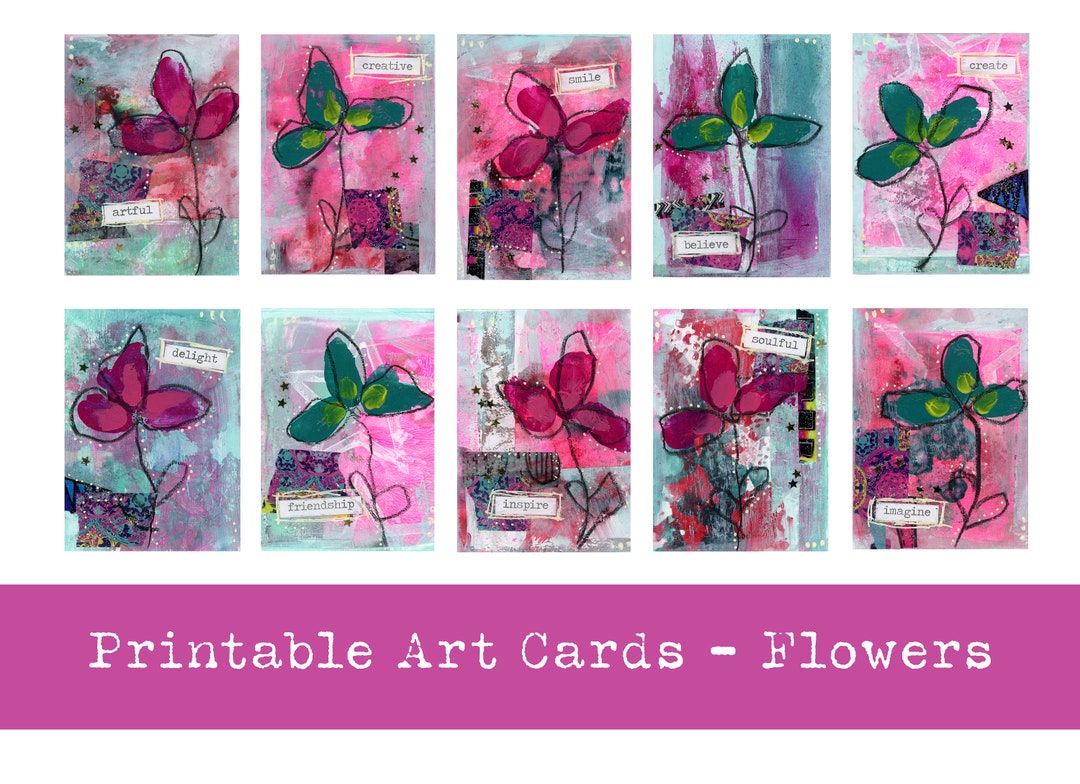 Flower Artist Trading Cards | Printable | Art Cards | JPG - Etsy