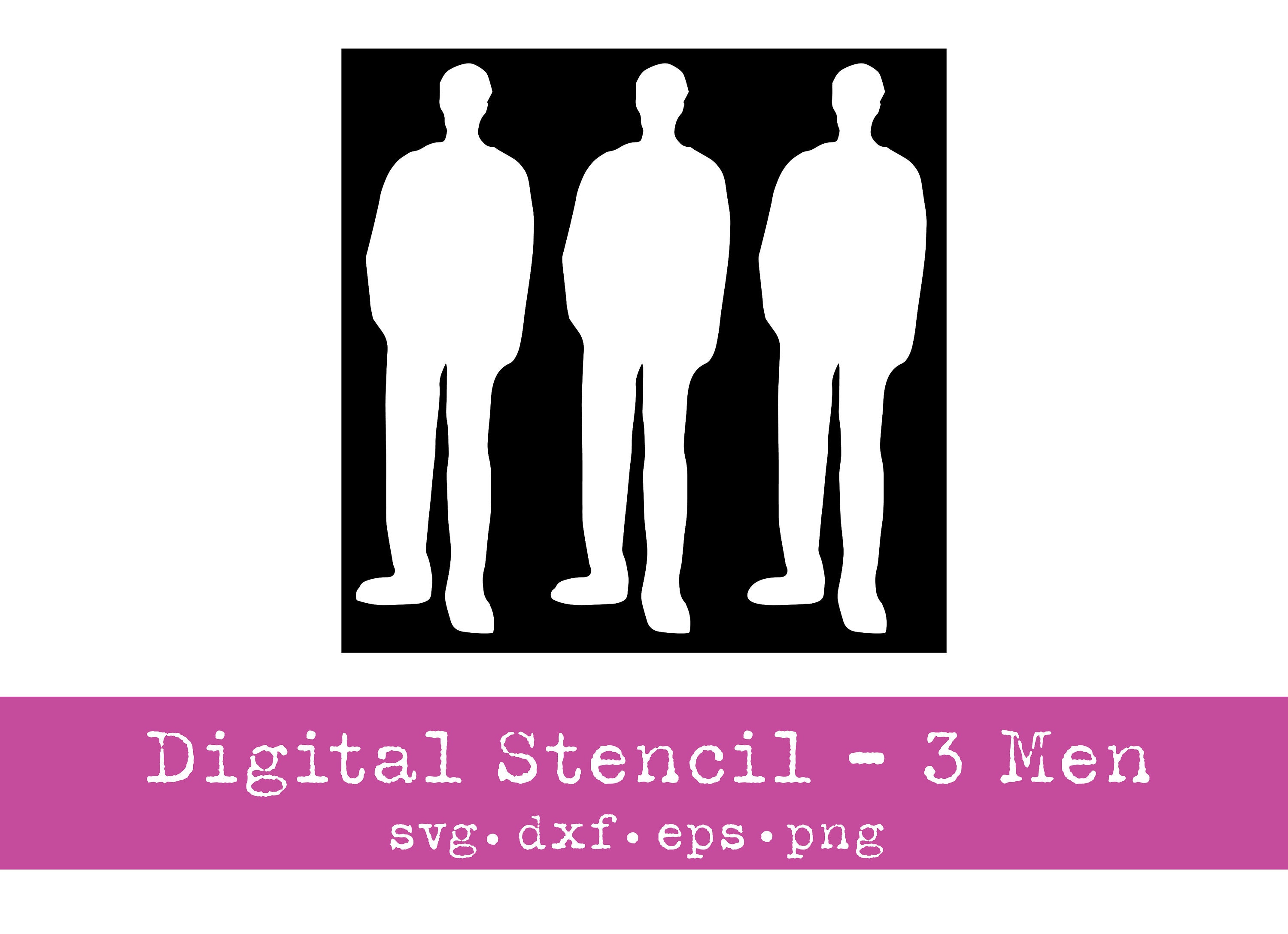 Digital Stencil 3 Men SVG Vector File - Etsy