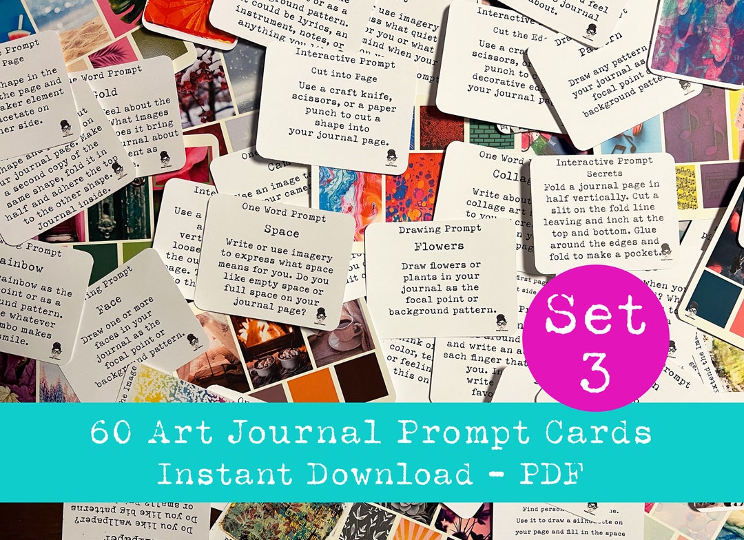 60 Art Journal Prompt Cards SET 3 | Printable PDF | Journal Prompt ...