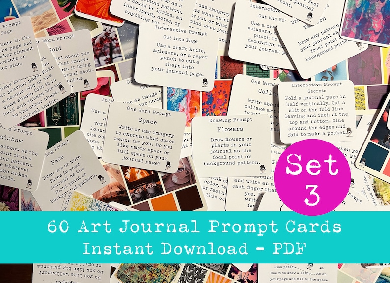 60 Art Journal Prompt Cards SET 3 | Printable PDF | Journal Prompt ...