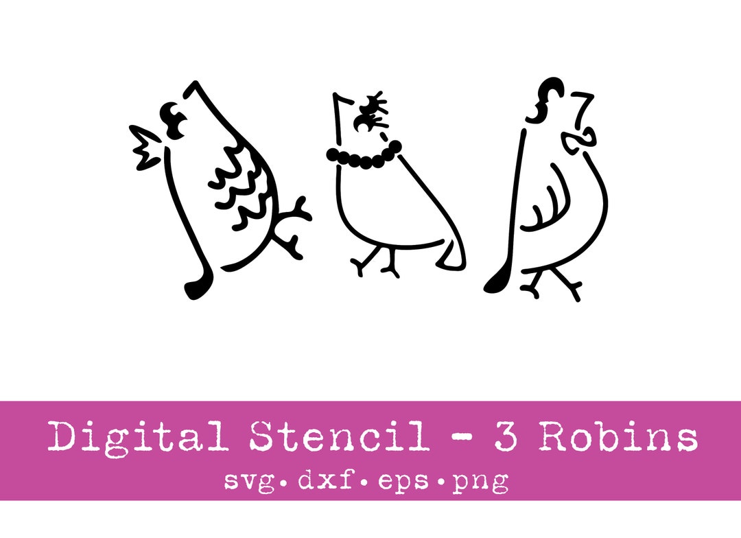Digital Stencil 3 Robin Birds SVG Vector File - Etsy