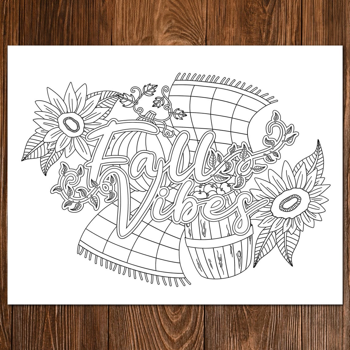 Fall Adult Coloring Pages | 3 Page Bundle - Etsy