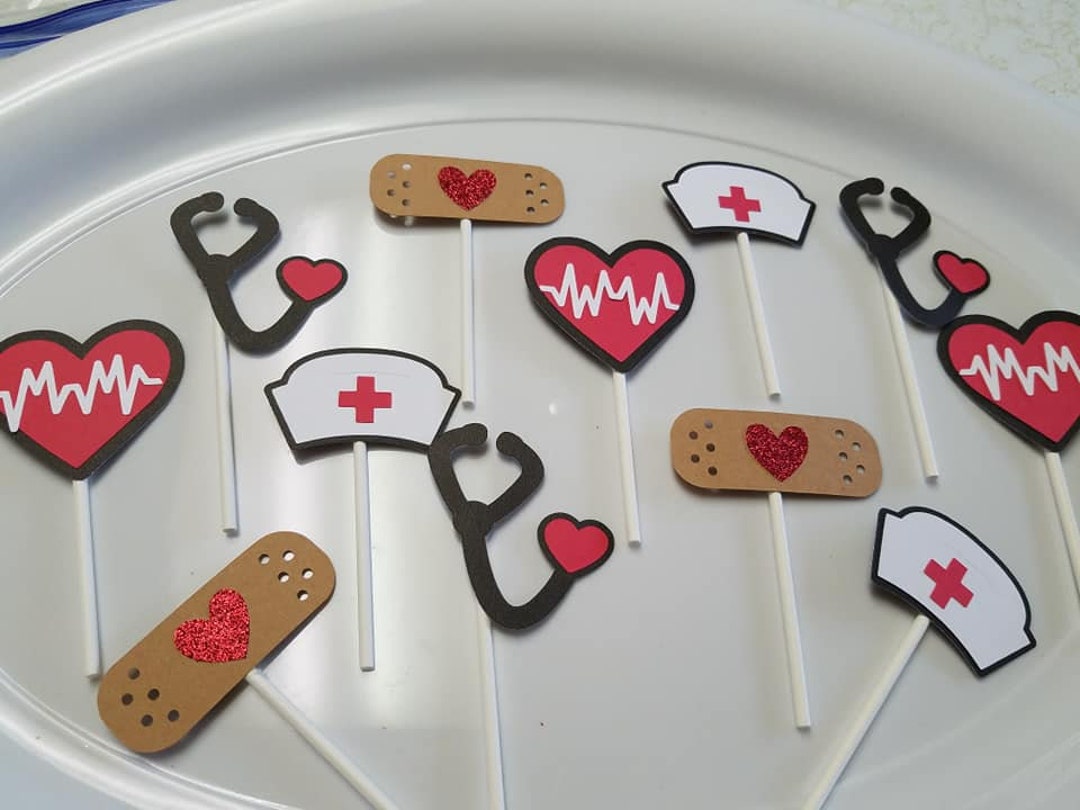Nurse Cupcake Toppers, Nurse Decorations, Nurse Graduation Decoration ...