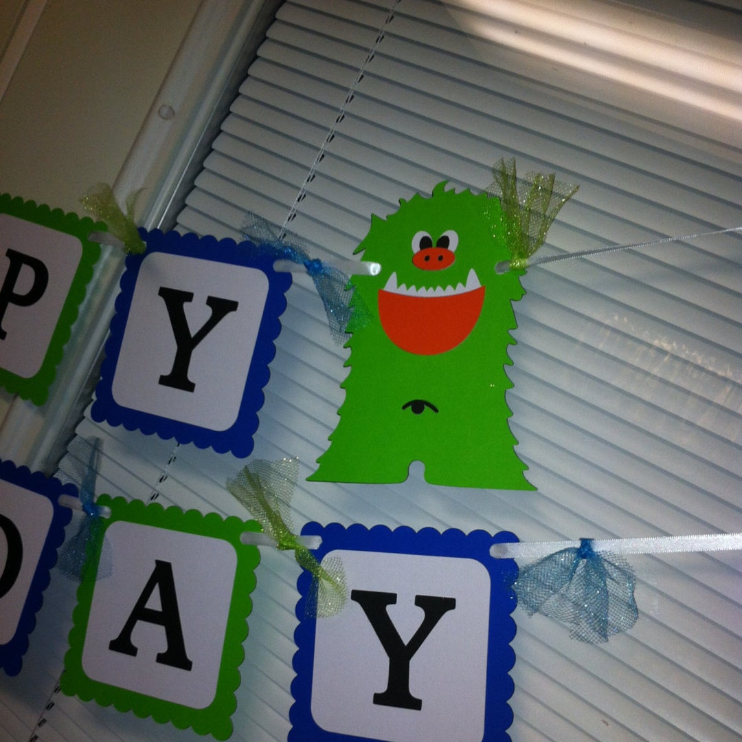 Monster Happy Birthday Banner, Monster Party, Monster Decorations ...