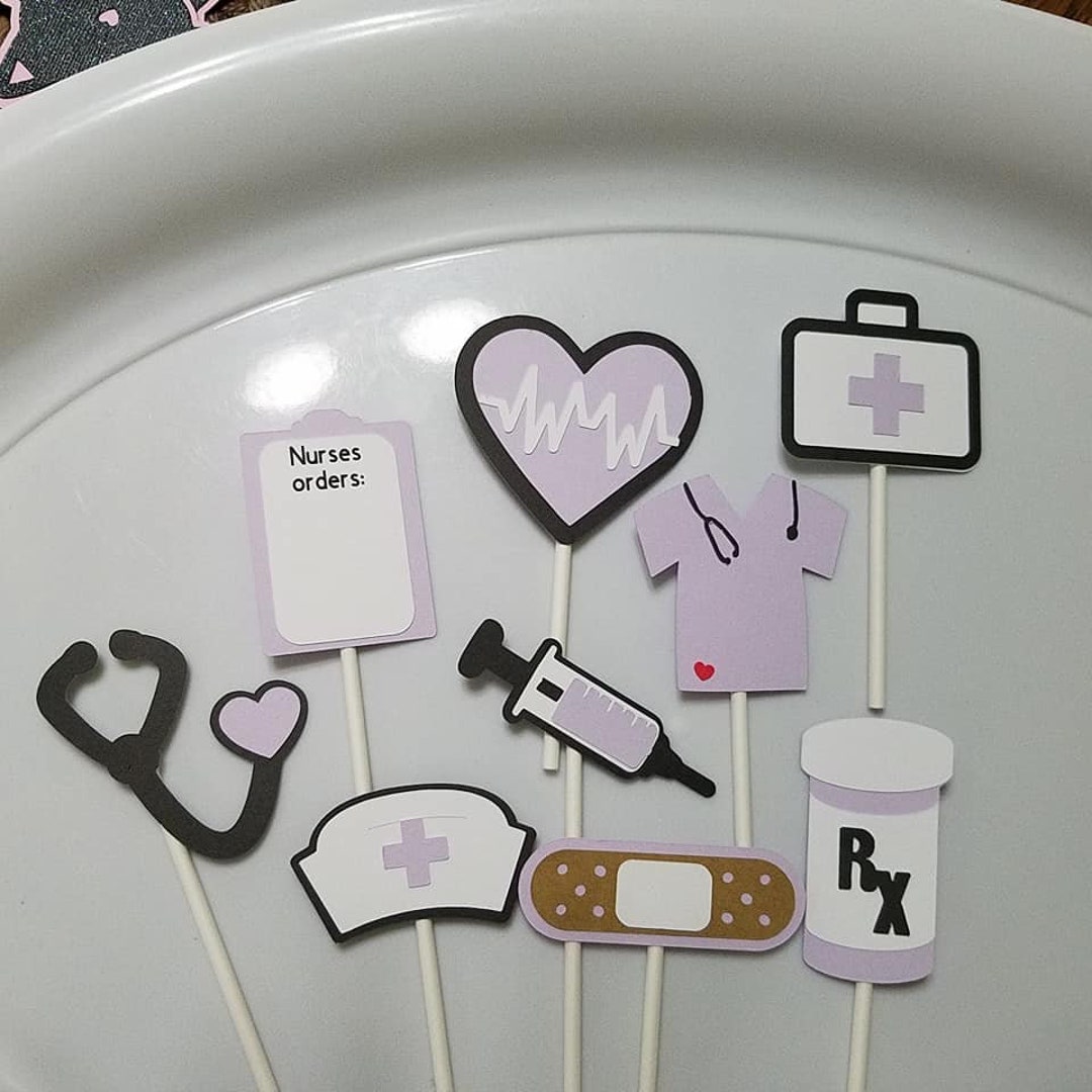 Nurse Cupcake Toppers, Nurse Decorations, Nurse Graduation Decoration ...