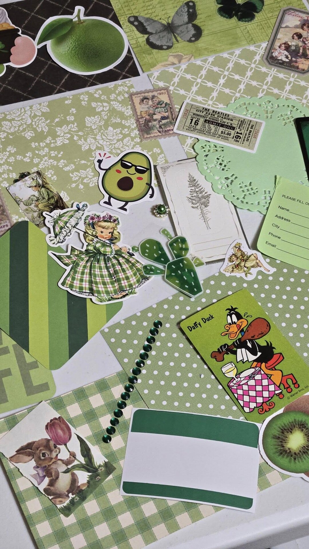 Grab Bag Ephemera Pack -green - Junk Journal Supplies, Scrapbook Paper ...