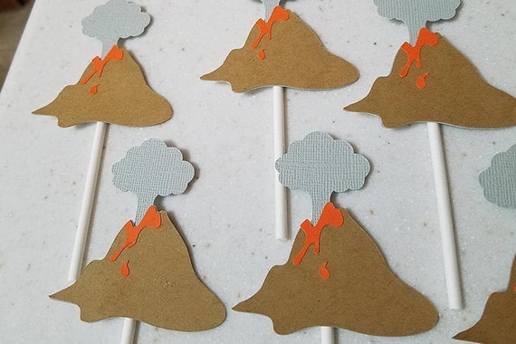 Volcano Cupcake Toppers Lava Cupcake Toppers Volcano - Etsy