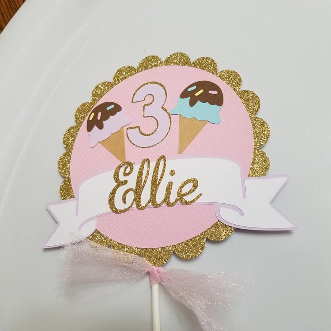Ice Cream Birthday Cake Topper, Ice Cream Decorations, Ice Cream Banner ...