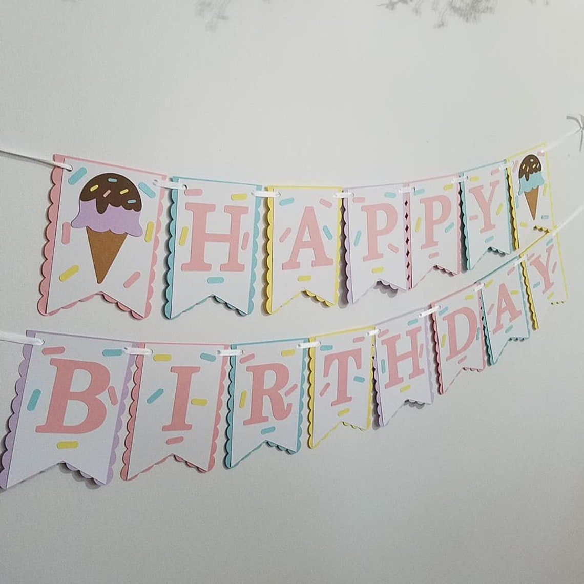 Ice Cream Birthday Banner, Ice Cream Decorations, Ice Cream Banner, Ice ...