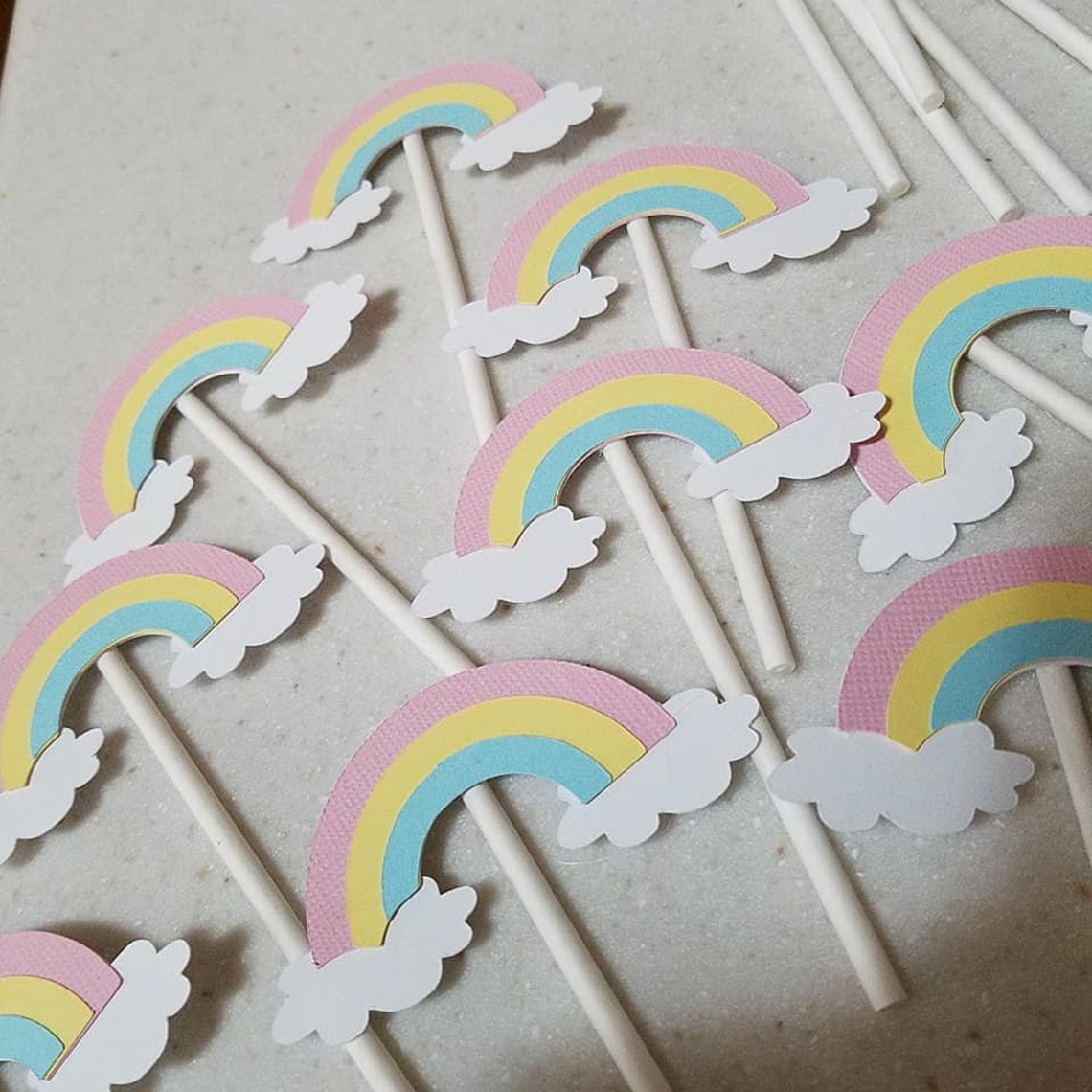 Rainbow Cupcake Toppers Rainbow Party Decorations Rainbow - Etsy