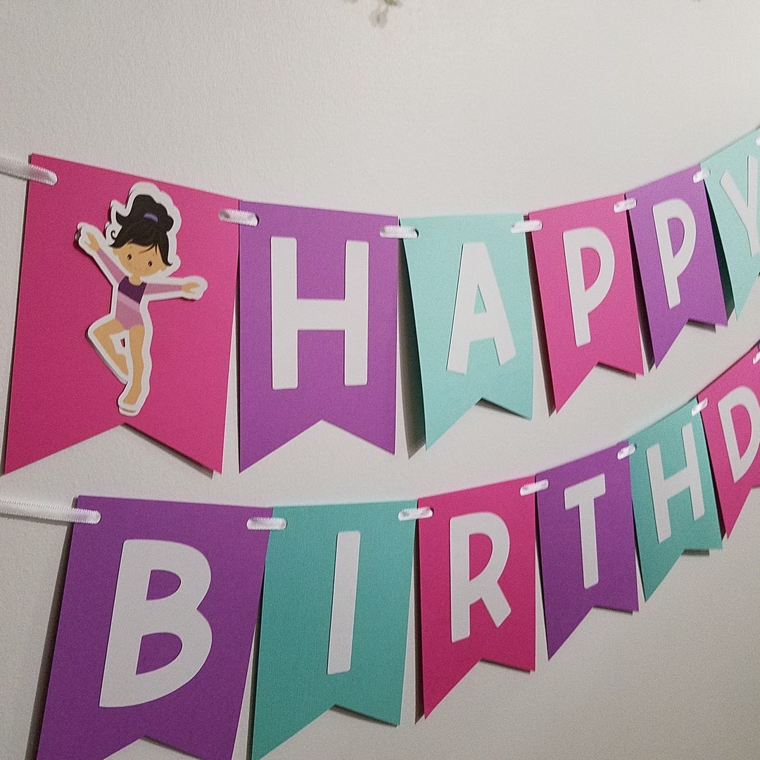 Gymnastics Banner, Gymnastics Birthday, Tumbling Party Decor ...