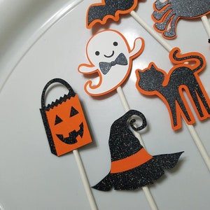 Halloween Cupcake Toppers, Spooky Party, Glitter Halloween Decorations ...