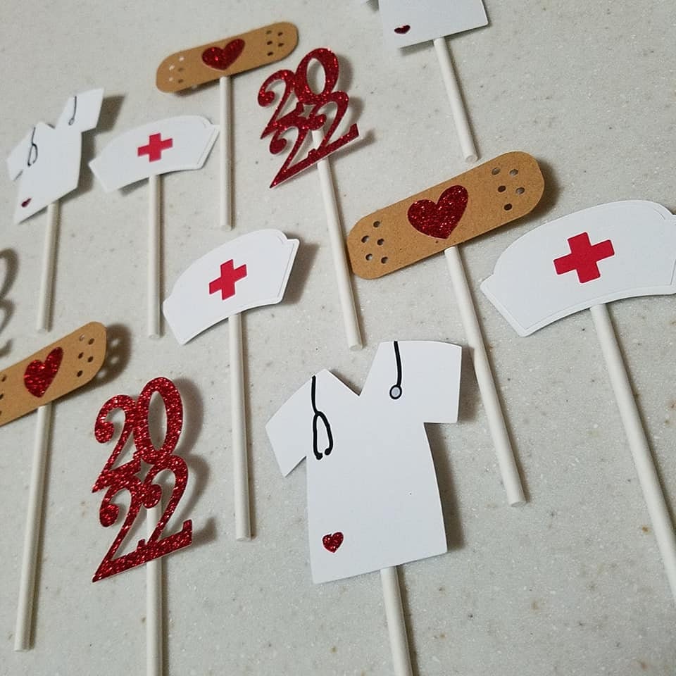 Nurse Cupcake Toppers, Nurse Decorations, Nurse Graduation Decoration ...