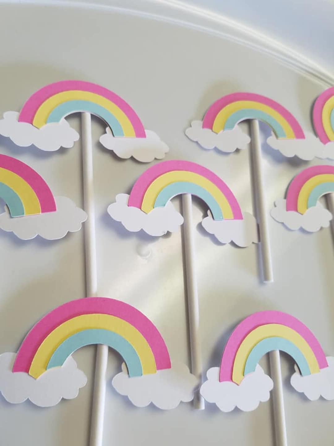 Rainbow Cupcake Toppers, Rainbow Party Decorations, Rainbow Cake Topper ...