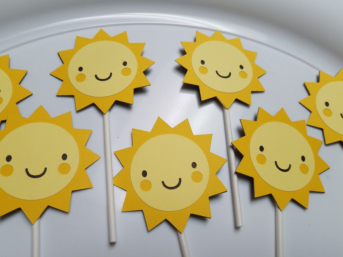 Sun Cupcake Toppers Sunshine Cupcake Topprs Sunshine Party - Etsy