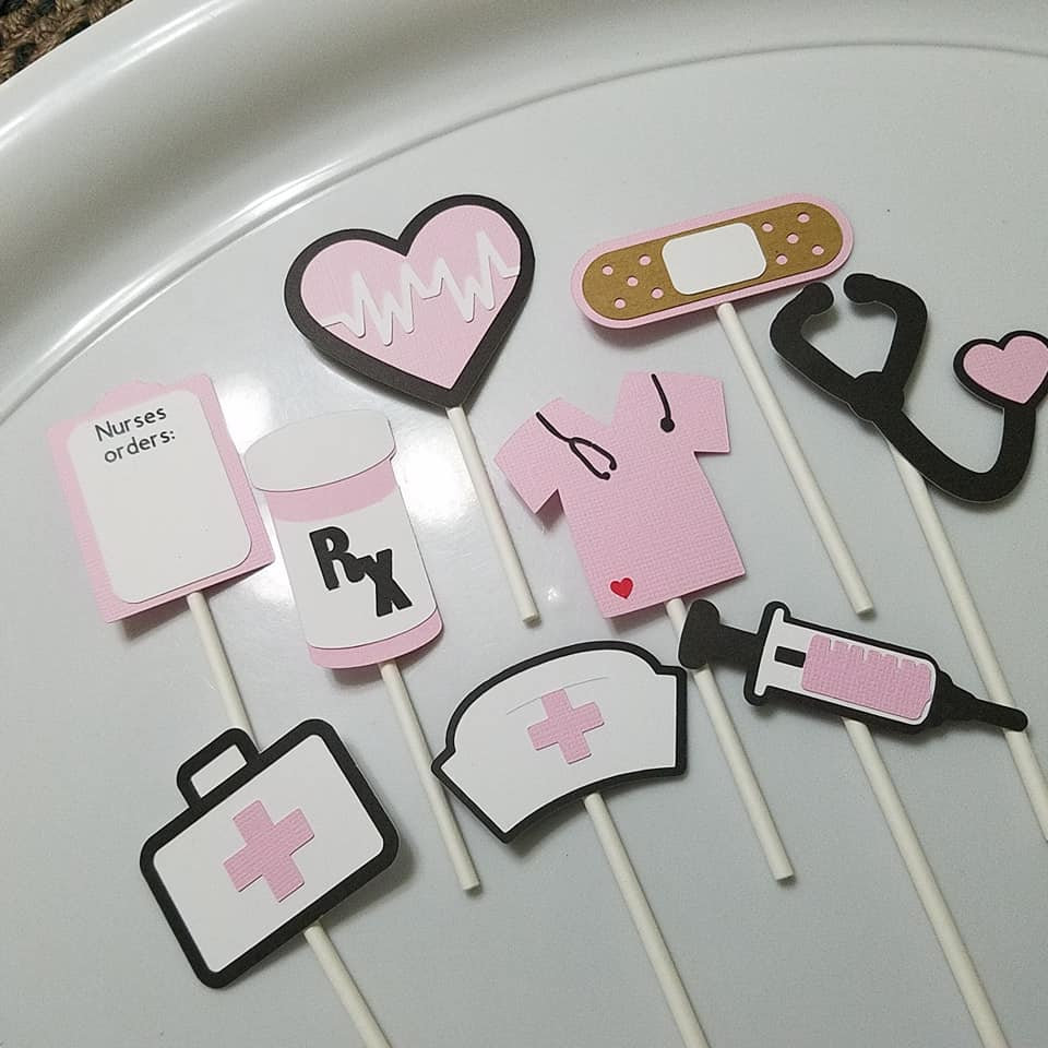 Nurse Cupcake Toppers, Nurse Decorations, Nurse Graduation Decoration ...
