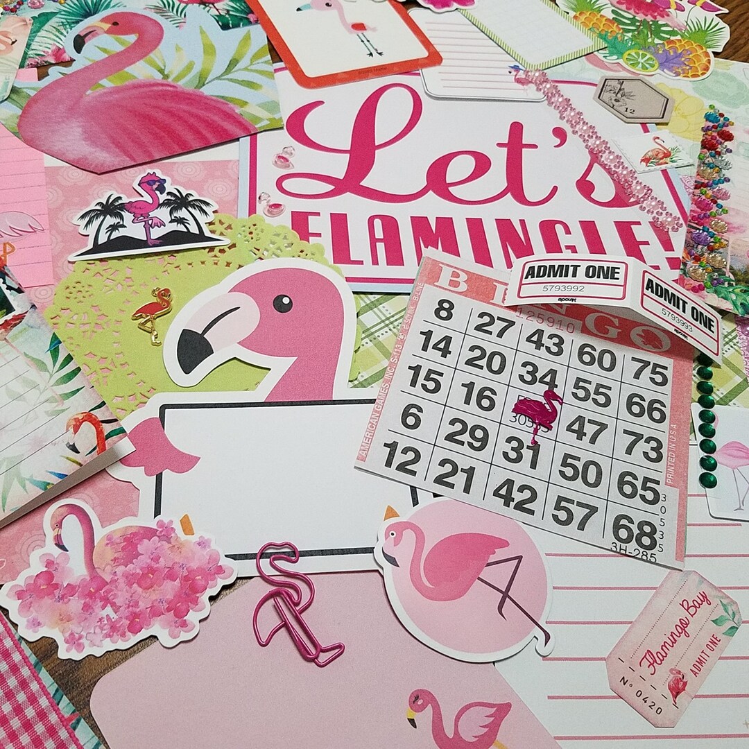 Flamingo Junk Journal Kit, Flamingo Mystery Junk Journal Kit, Flamingo ...