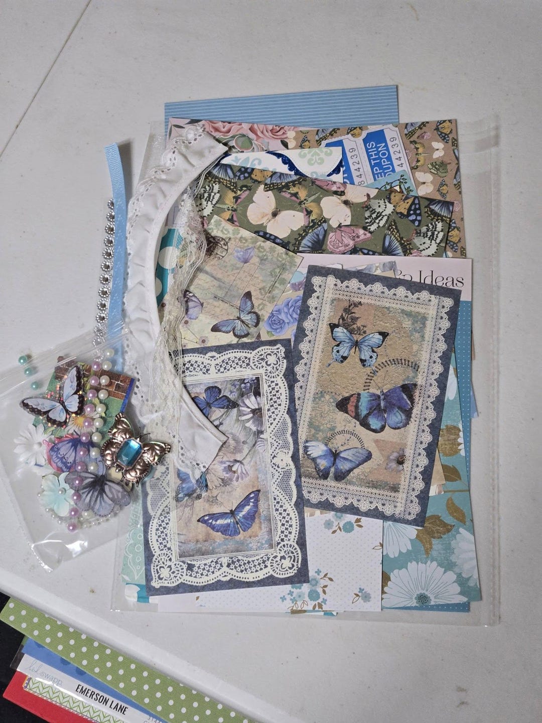 Blue Butterfly Junk Journal Kit, Mystery Junk Journal Kit, Junk Journal ...