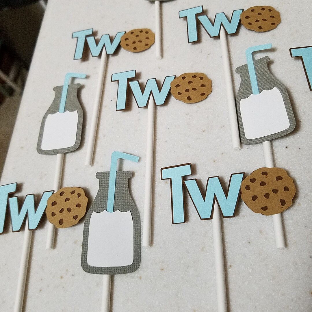 Milk and Cookie Cupcake Toppers, Milk and Cookie Decorations, Milk and ...