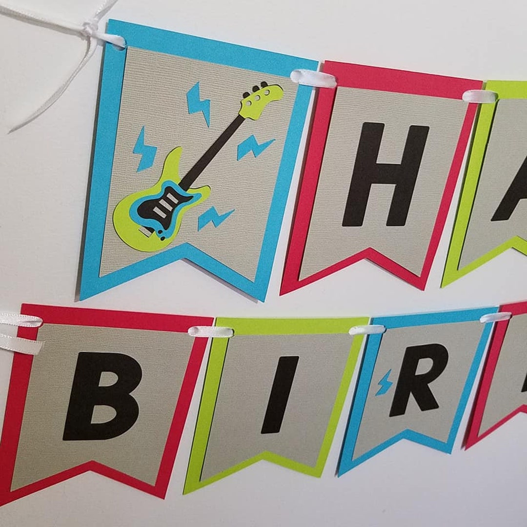Guitar Banner, Guitar Birthday, Guitar Party Decorations, Guitar ...