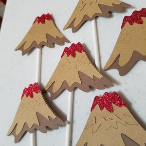Volcano Cupcake Toppers, Lava Cupcake Toppers, Volcano Birthday Banner ...
