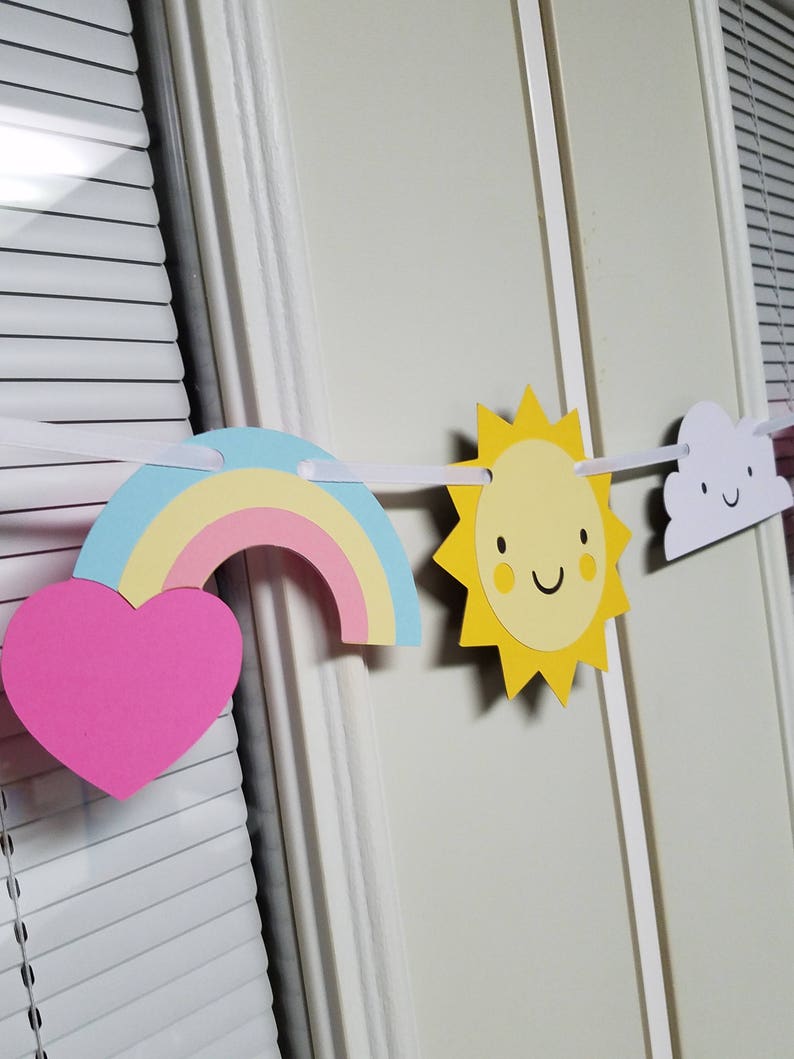 Rainbow banner rainbow party sunshine banner sunshine | Etsy