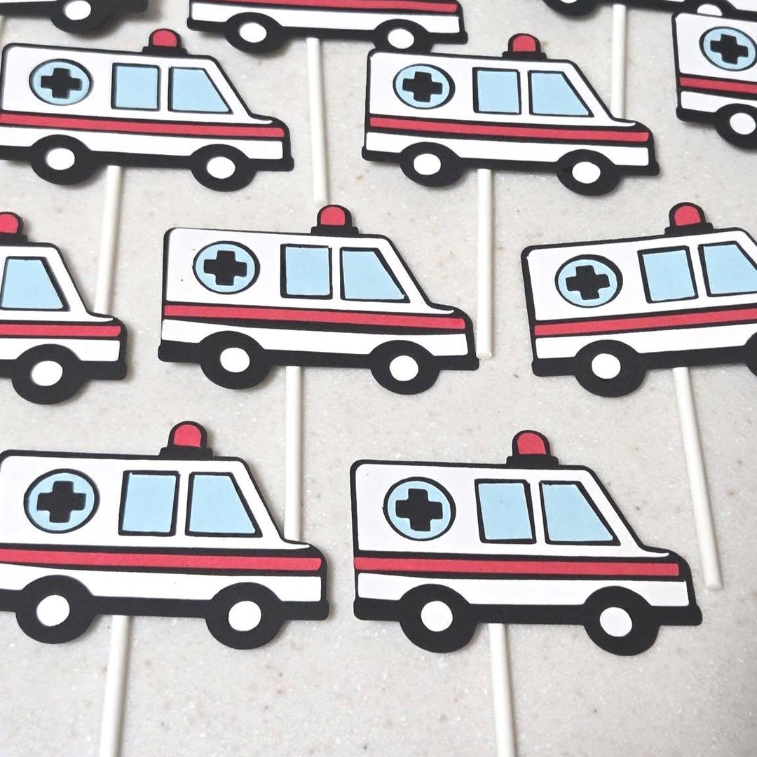 Ambulance Cupcake Toppers, Dispatcher Cupcake Toppers, Medical Cupcake ...