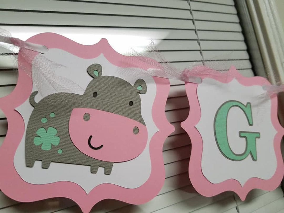Hippo Banner, Hippo Party Decorations, Hippo Birthday, Hippo Name ...
