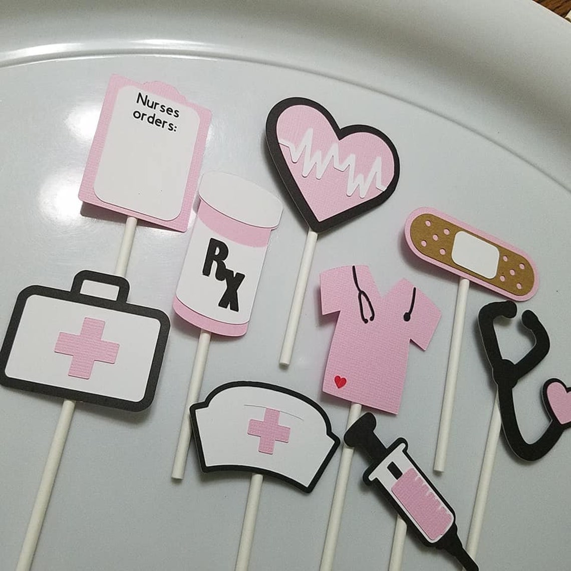 Nurse Cupcake Toppers, Nurse Decorations, Nurse Graduation Decoration ...