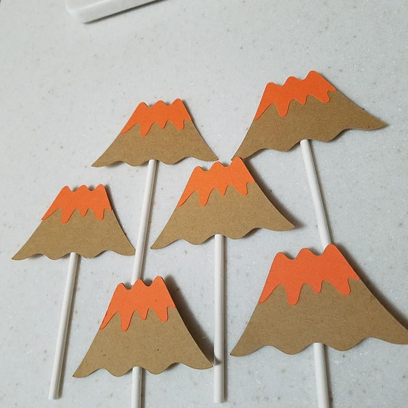 Volcano Cupcake Toppers Lava Cupcake Toppers Volcano - Etsy