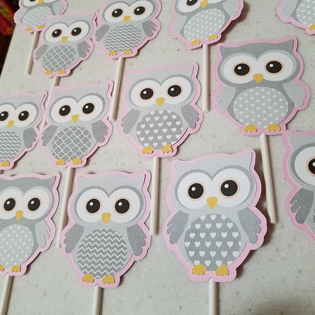 Owl Cupcake Toppers, Owl Baby Shower Centerpiece Sticks, Owl Baby ...