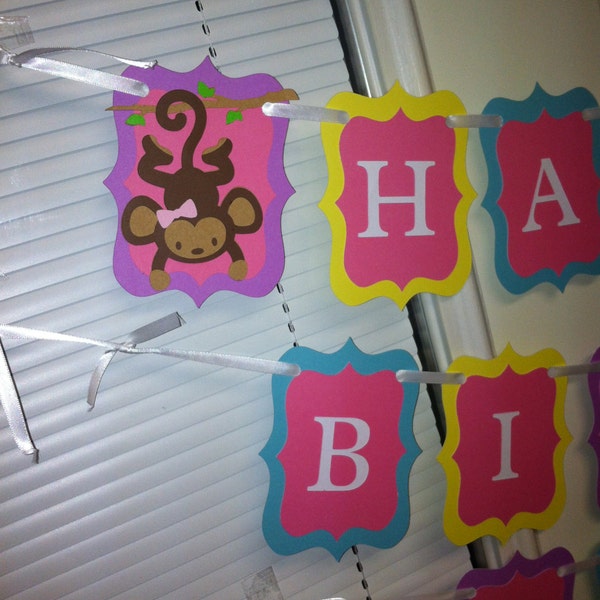 Monkey Birthday Banner - Etsy